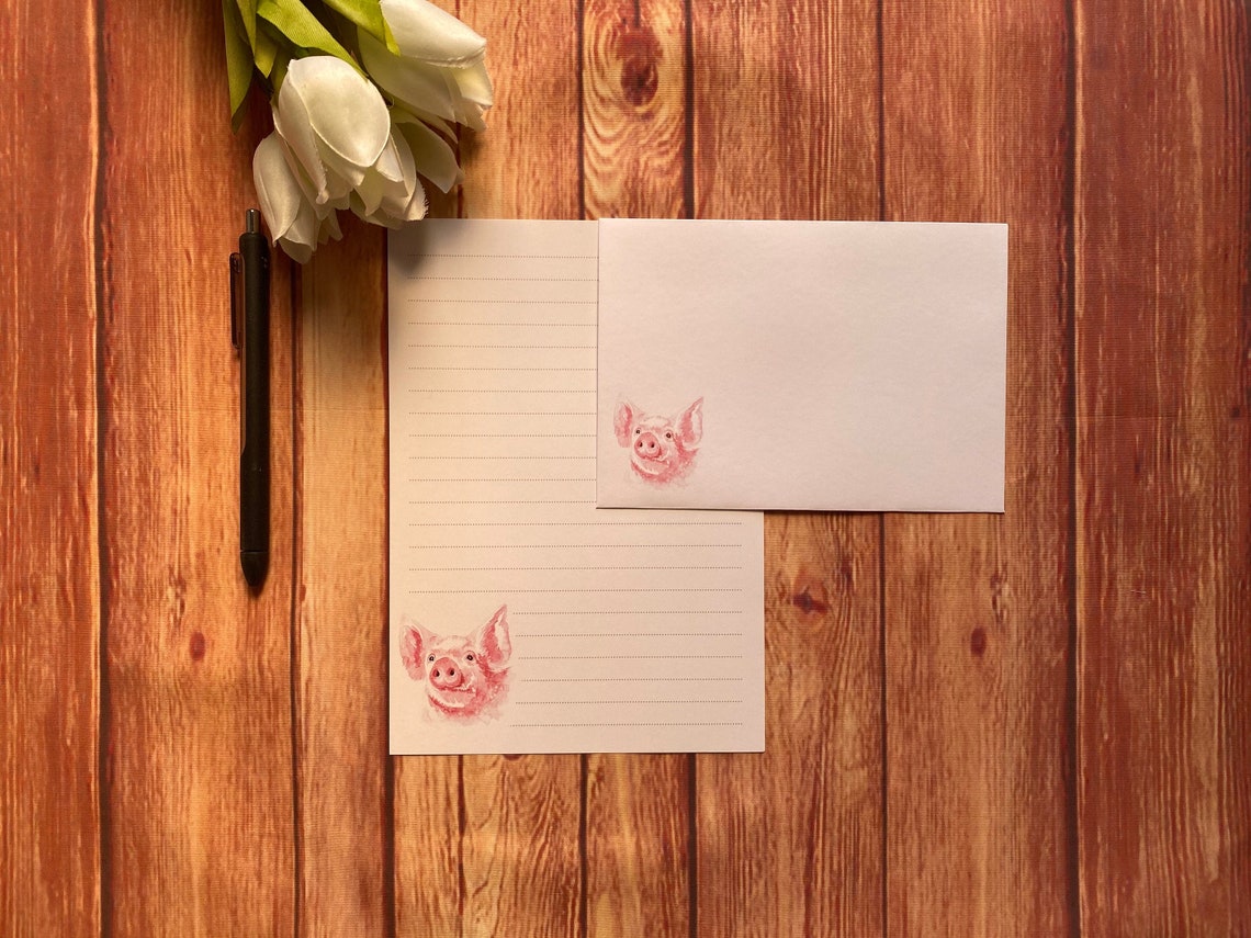 Pig A5 Writing Set Snail Mail Happy Post Penpal Custom - Etsy