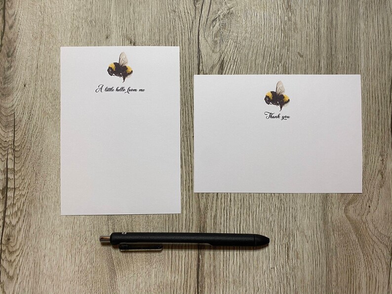 Personalised Bee A6 Note Cards, Set of 10, Envelopes, Gift Set, Writing ...