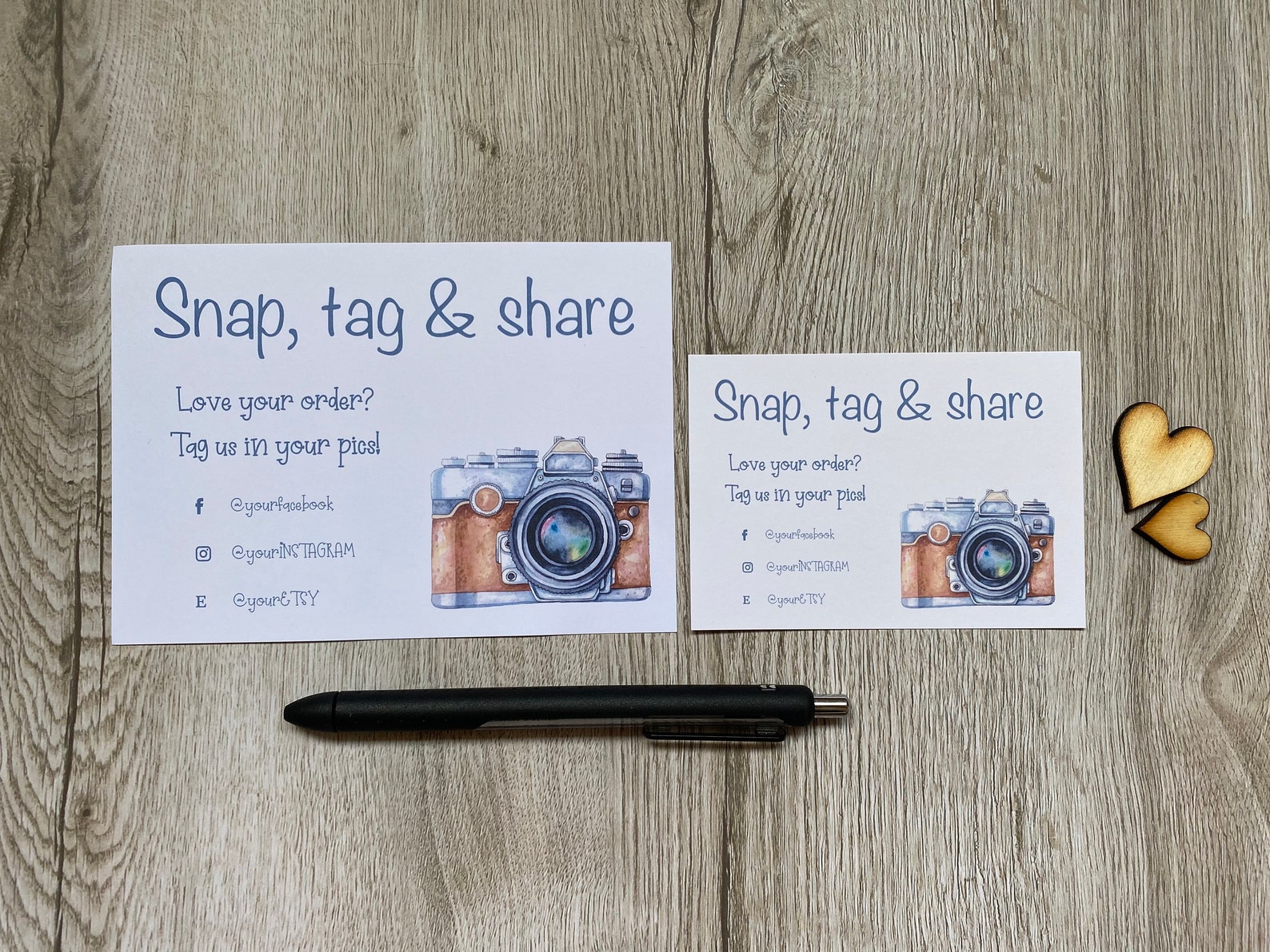 Retro Brown Camera Snap, Tag and Share Cards, 25, Small Business ...