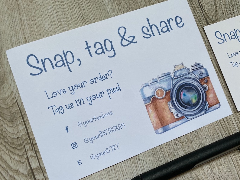 Retro Brown Camera Snap, Tag and Share Cards, 25, Small Business ...
