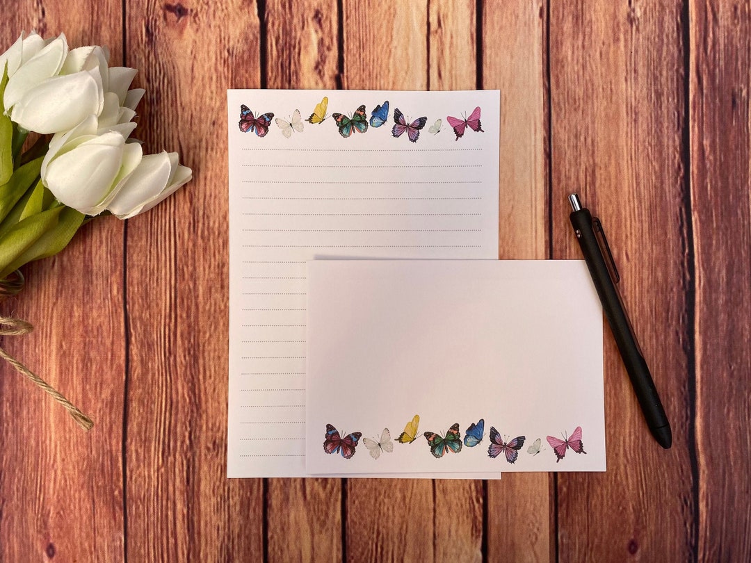 Colourful Butterflies A5 Writing Set, Writing Set, Penpal, Custom ...