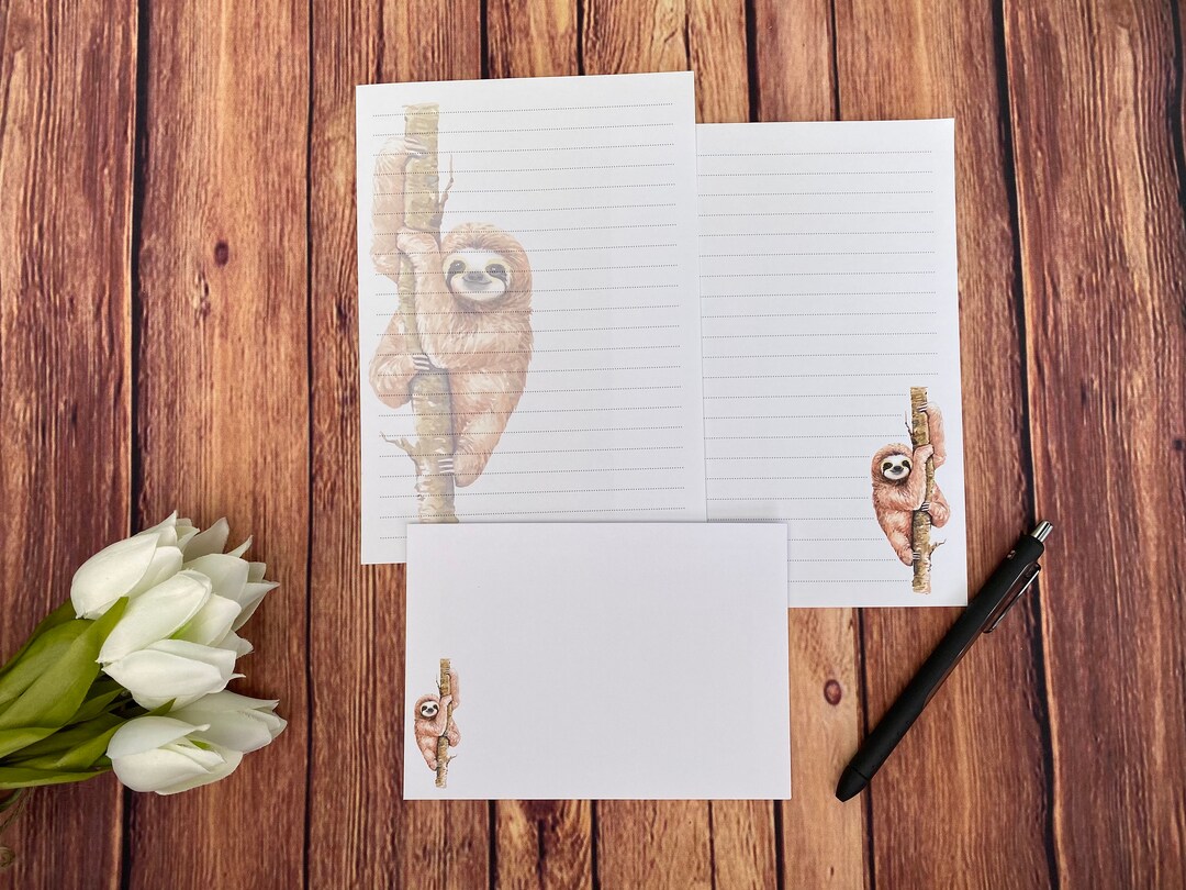 Sloth A5 Writing Set, Snail Mail, Happy Post, Penpal, Custom Stationery ...