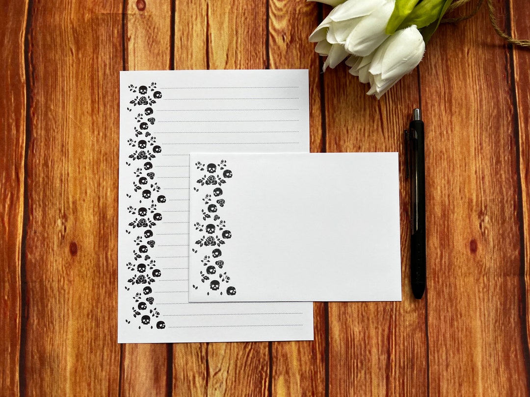 Black Skulls A5 Writing Set, Snail Mail, Happy Post, Penpal, Letter Set ...