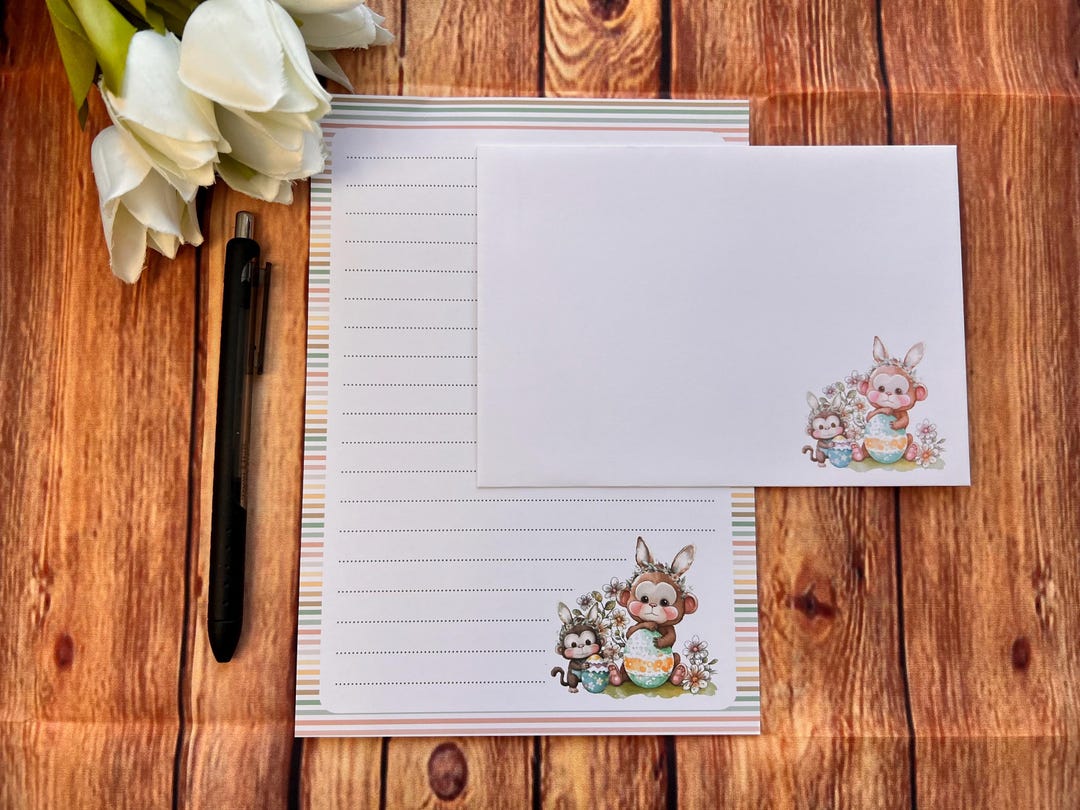 Easter Monkeys A5 Writing Set, Snail Mail, Happy Post, Penpal, Custom ...