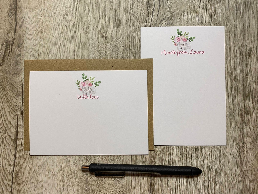 Personalised Floral Envelope A6 Note Cards Set of 10, Envelopes, Gift ...
