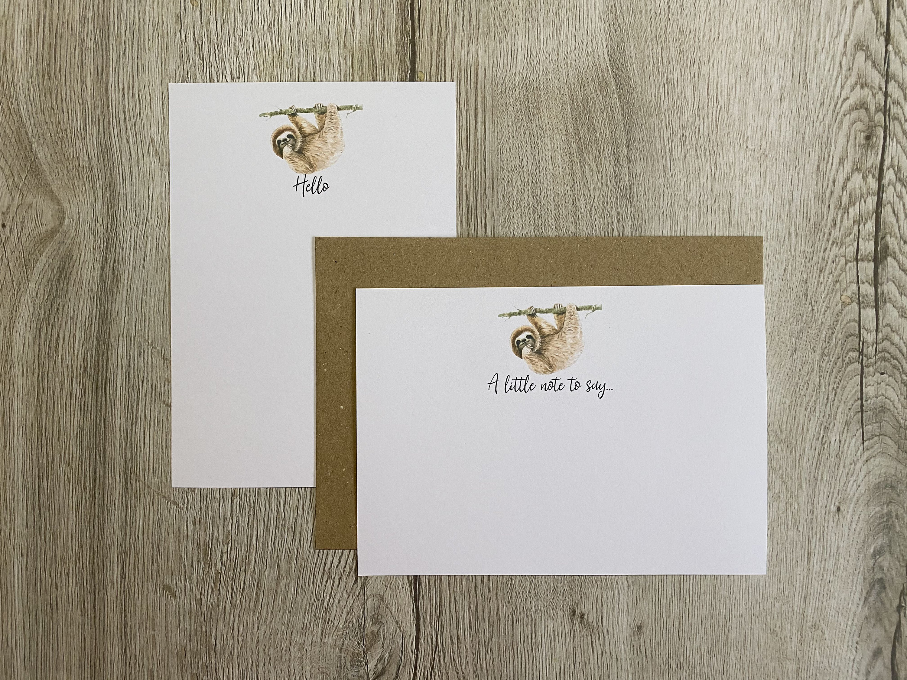 Personalised Sloth A6 Note Cards, Set of 10, Envelopes, Gift Set ...