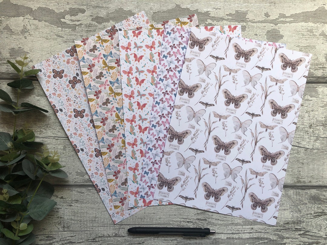 Butterflies 5 Sheets A4 Patterned Paper Scrapbooking - Etsy UK