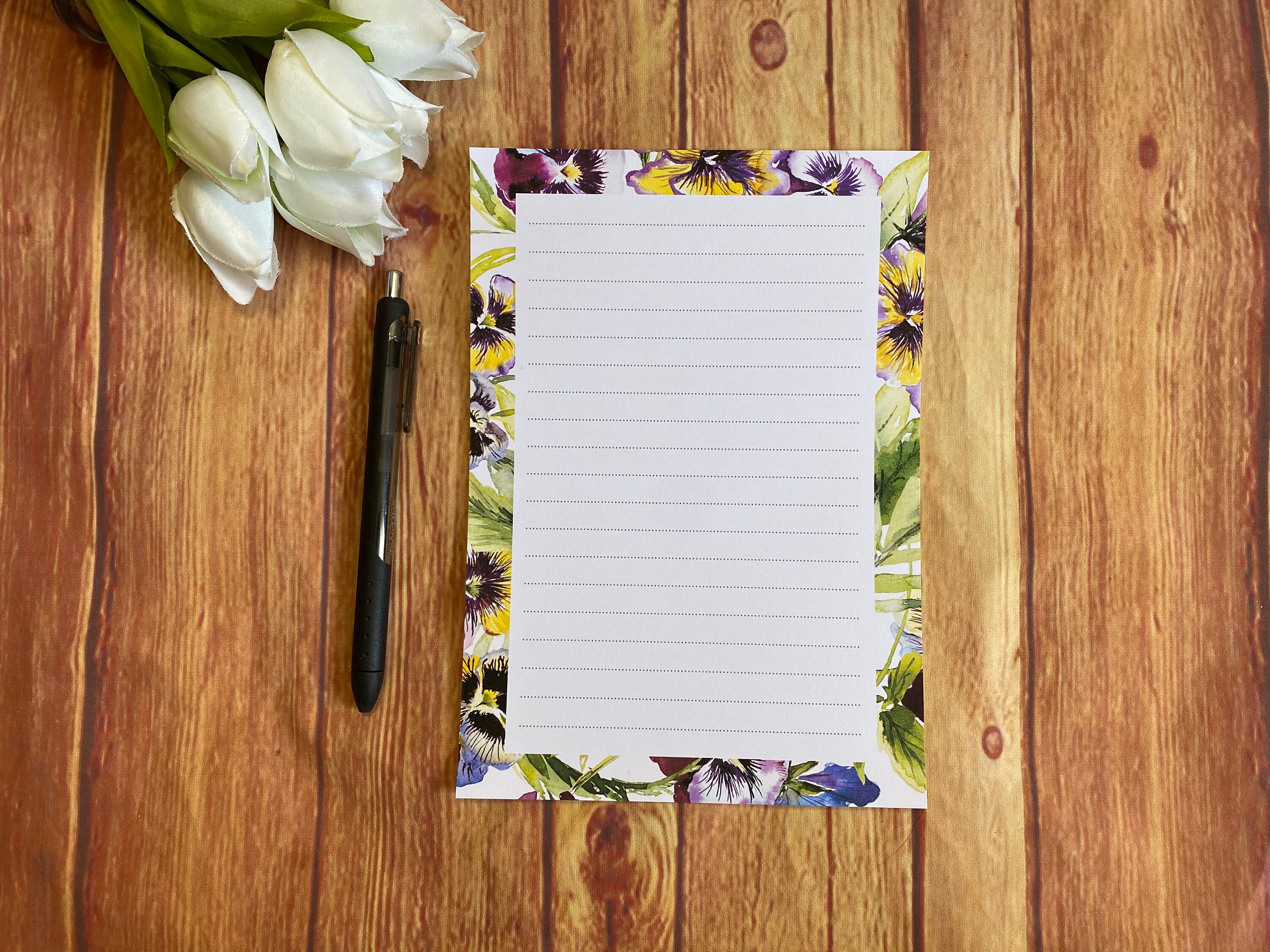 Pansy Border A5 Writing Set Snail Mail Happy Post Penpal - Etsy España