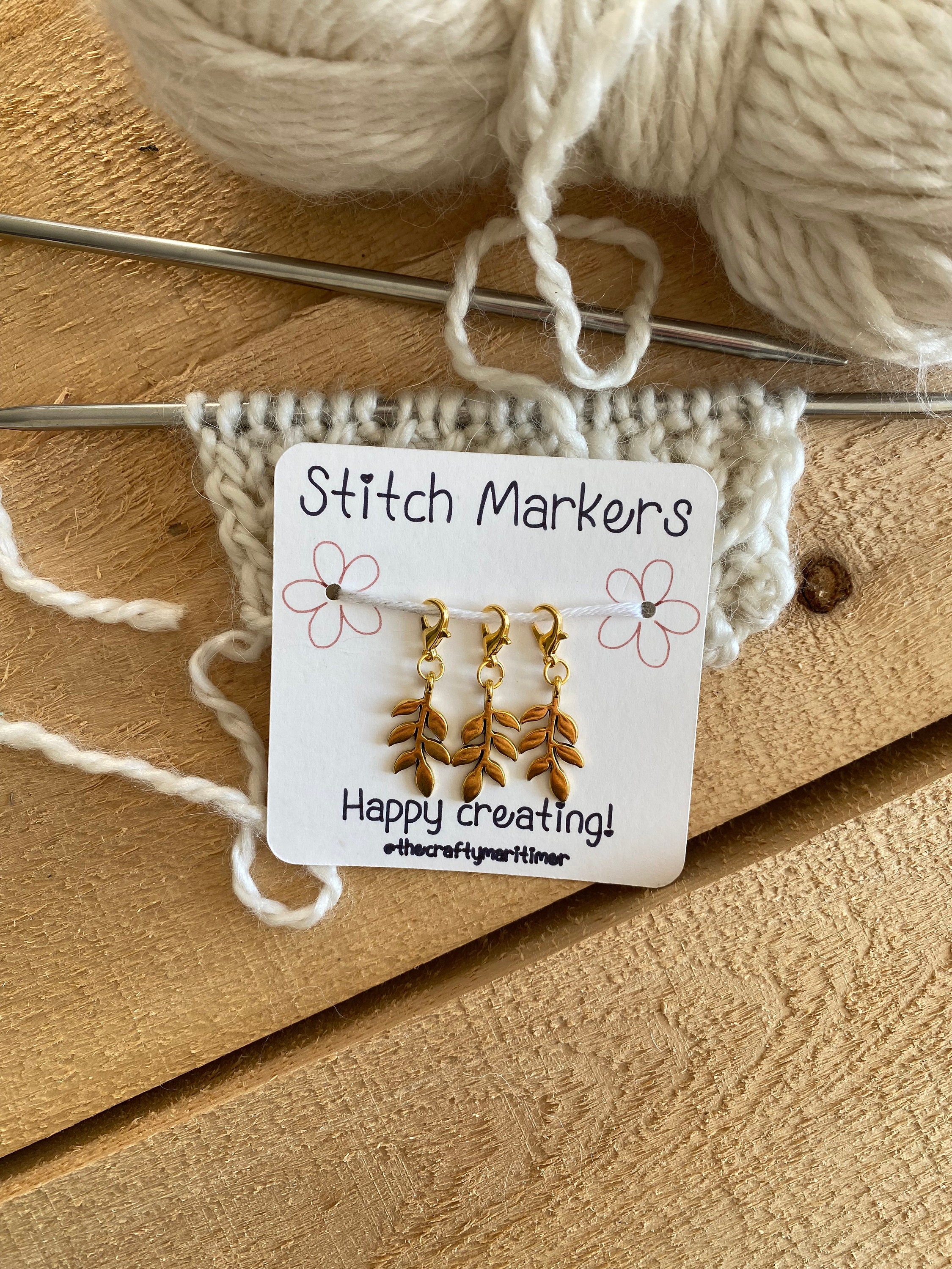 Golden Leaf Stitch Marker Set of 3 Knitting Markers Crochet Markers ...