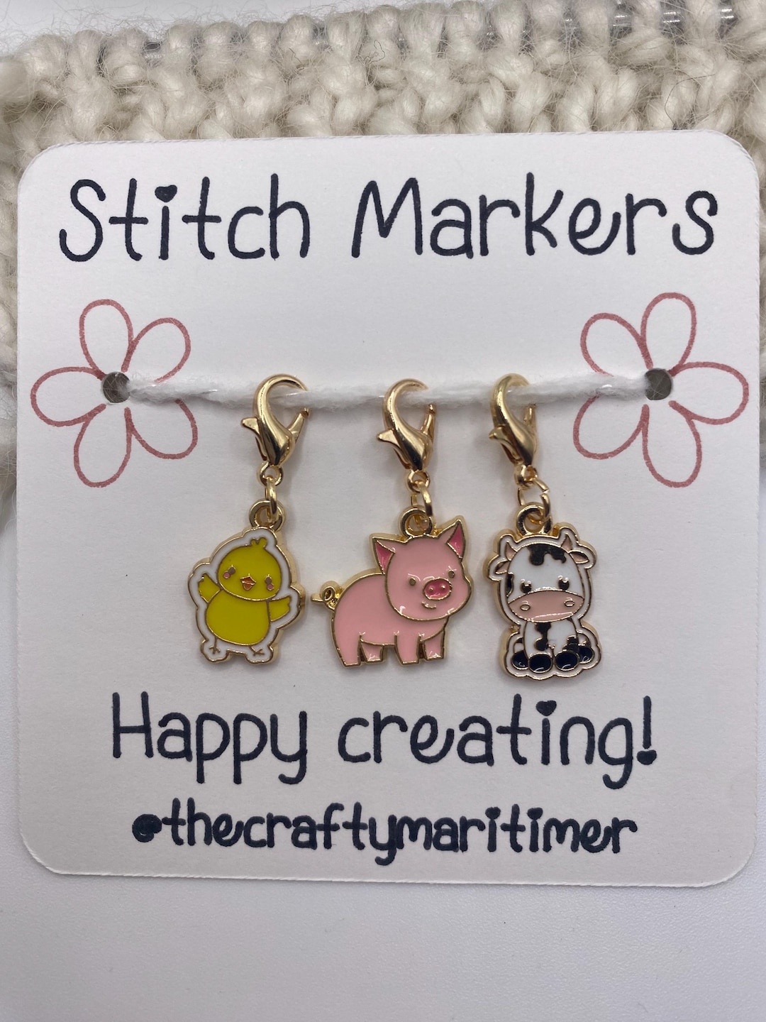 Farm Animal Marker Set of 3 | Knitting Markers | Crochet Markers ...