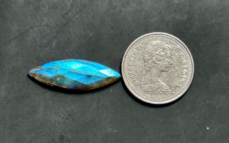 Natural Marquise Rose Cut Labradorite Gemstone, Blue Flash Cabochon ...