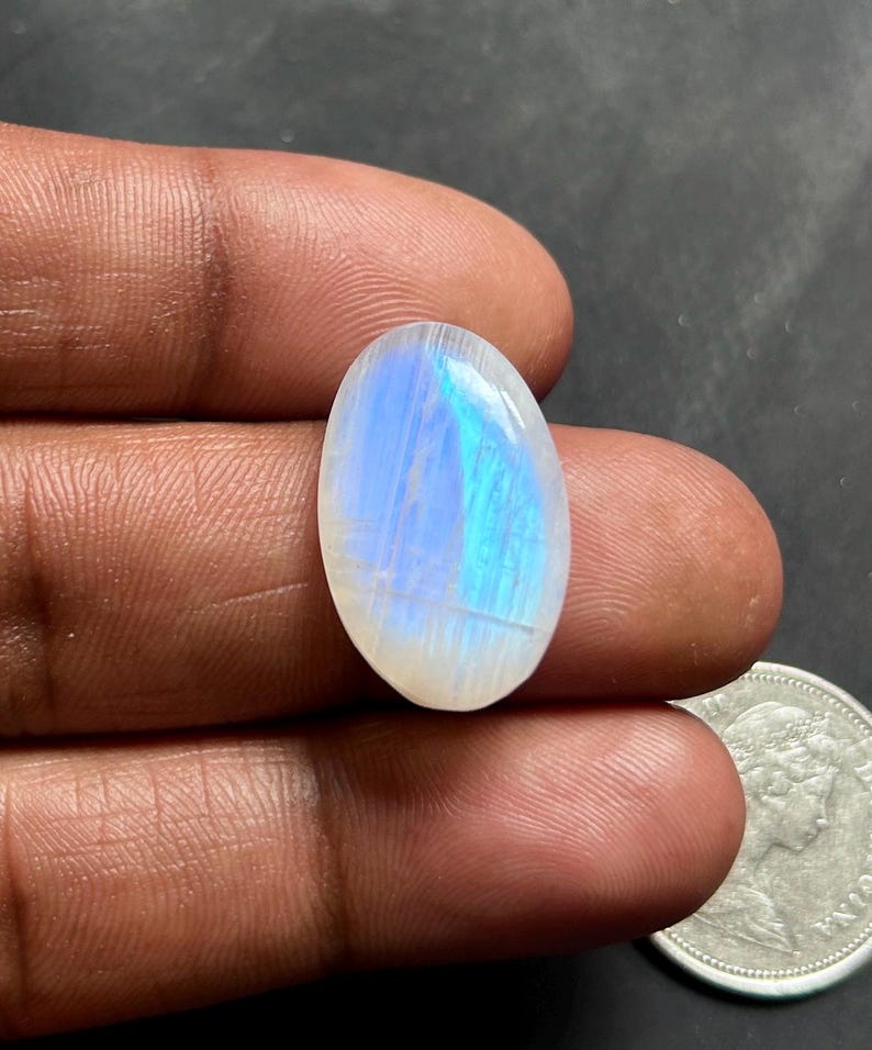 Natural Rainbow Moonstone Oval Gemstone for Jewelry Making (24x16x7mm ...