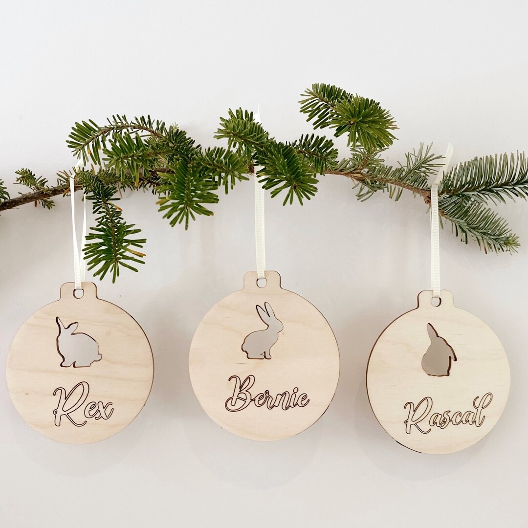 Personalised Pet Bauble | Bunny Rabbit Guinea Pig Dog Cat Engraved ...