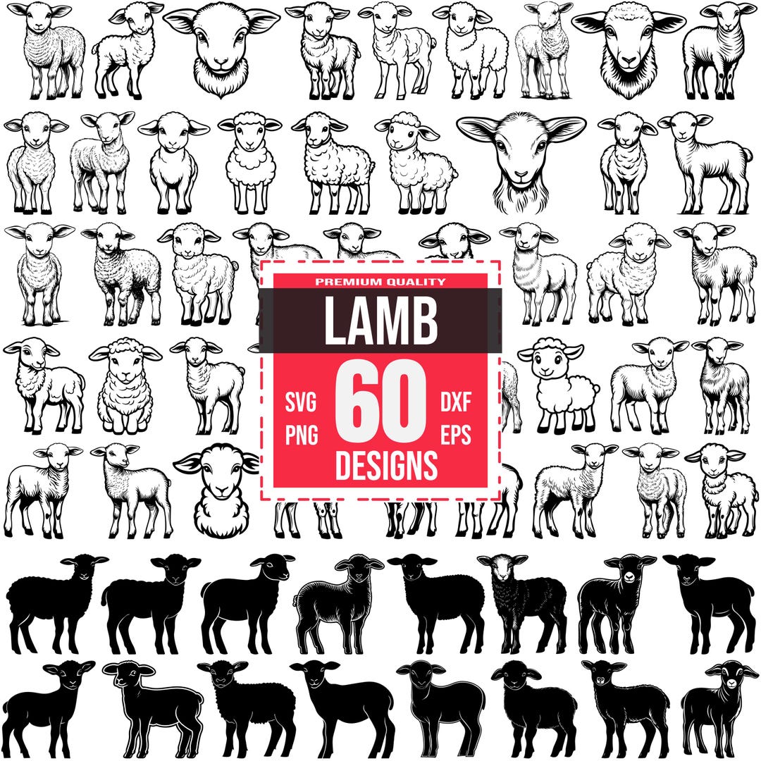 Lamb Svg Bundle, Cute Lamb Clipart, Lamb Illustration, Lamb Cut File ...