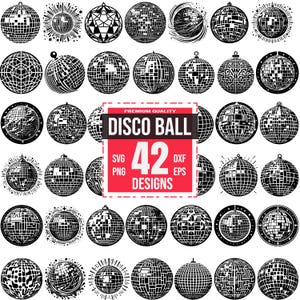 42 Disco Ball SVG Bundle, Retro Party PNG Clipart, Dance Floor DXF, 70s ...