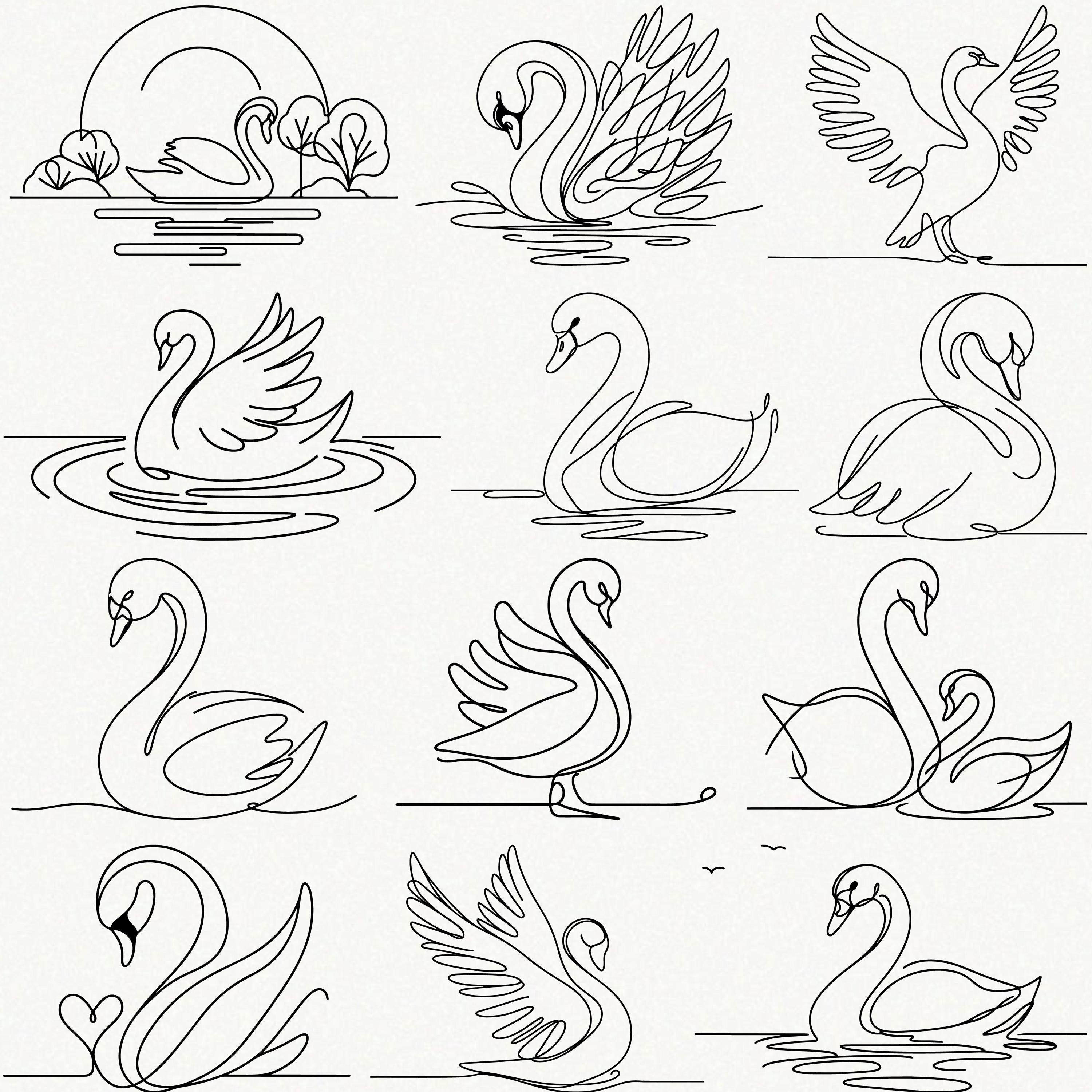 Swan Line Art SVG Bundle, 50 Swan Designs, Swan Minimalist Line Art ...