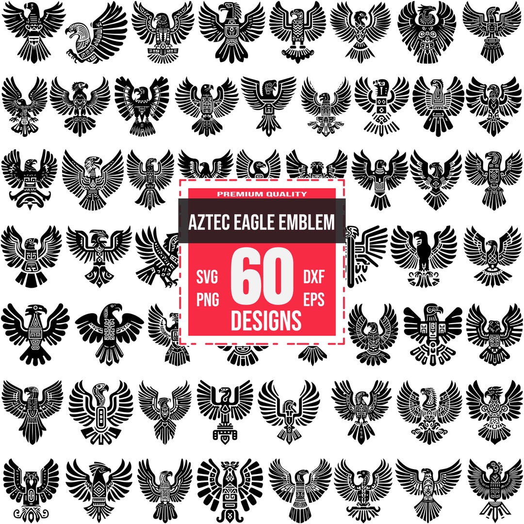 Aztec Eagle Emblem Svg Bundle, Aztec Eagle Png, Aztec Emblem Svg, Aztec ...