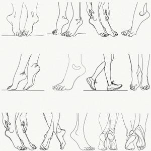 Feet Line Art SVG Bundle | 40 Minimalist Female Foot One Line Drawing ...