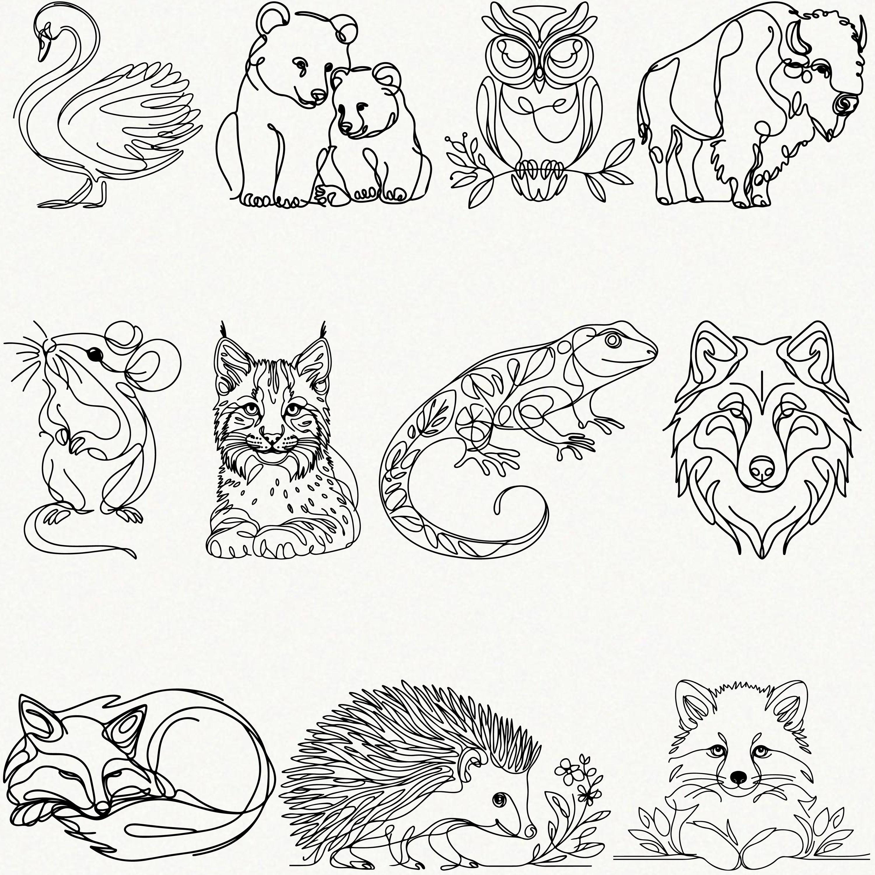 Forest Animal Line Art SVG Bundle, Woodland Animal One Line, Forest ...