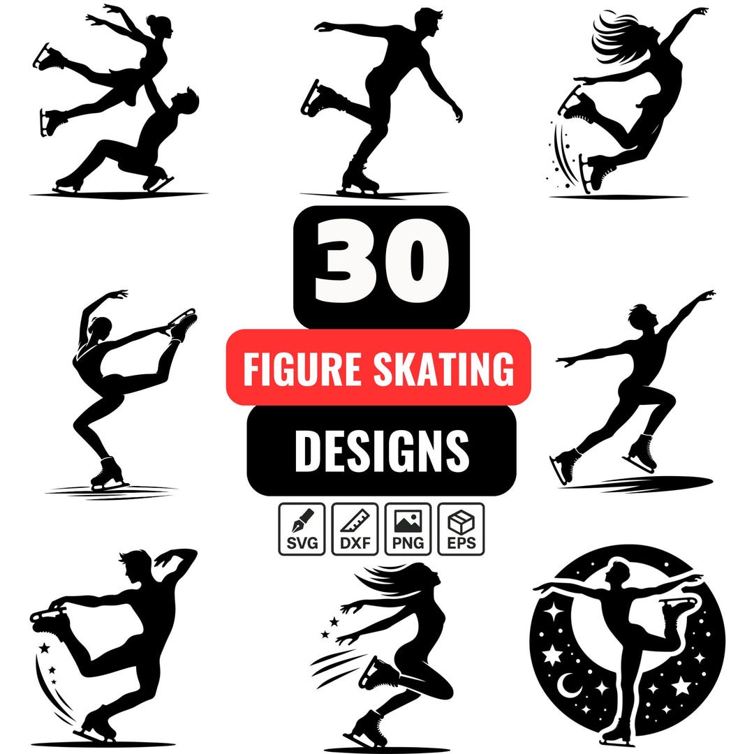 30 Figure Skating SVG Bundle | Ice Skater Silhouette Clipart | Winter ...