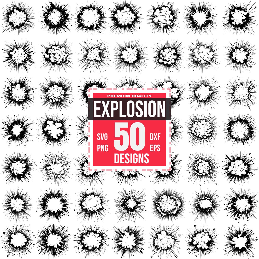 Explosion Svg Bundle, Explosion Png, Blast Svg, Explosion Clipart ...