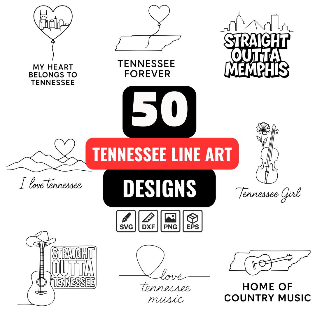 Tennessee Line Art SVG Bundle – 50 State Pride, Country Music, Cowboy ...