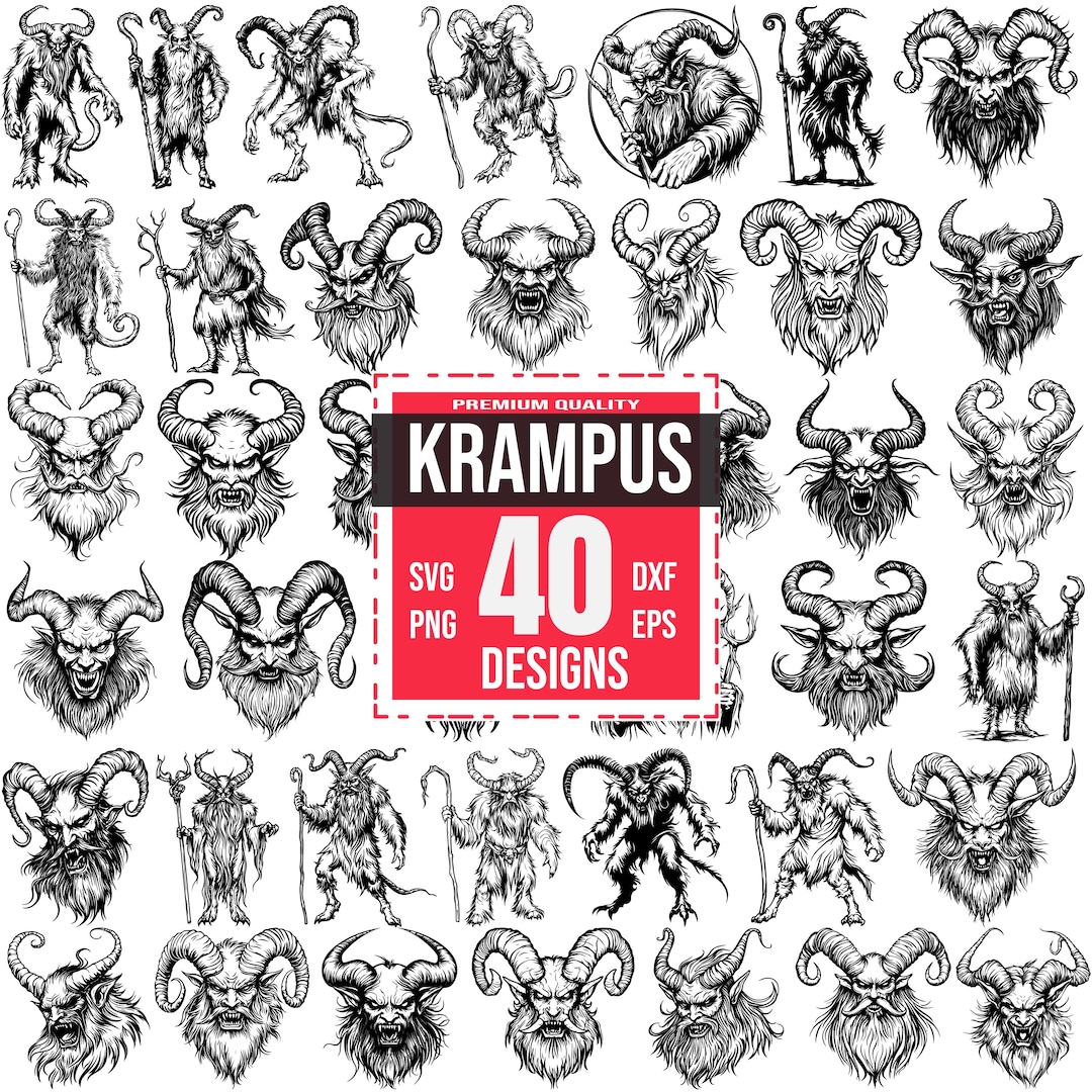 Krampus SVG Bundle, Evil Santa Svg, Krampus Illustration, Scary ...