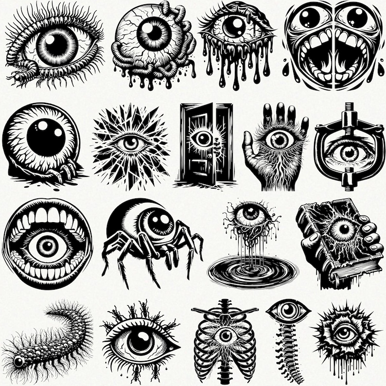 55 Creepy Eye SVG Bundle – Horror Eyeball Set, Scary Eye, Dripping Eye ...