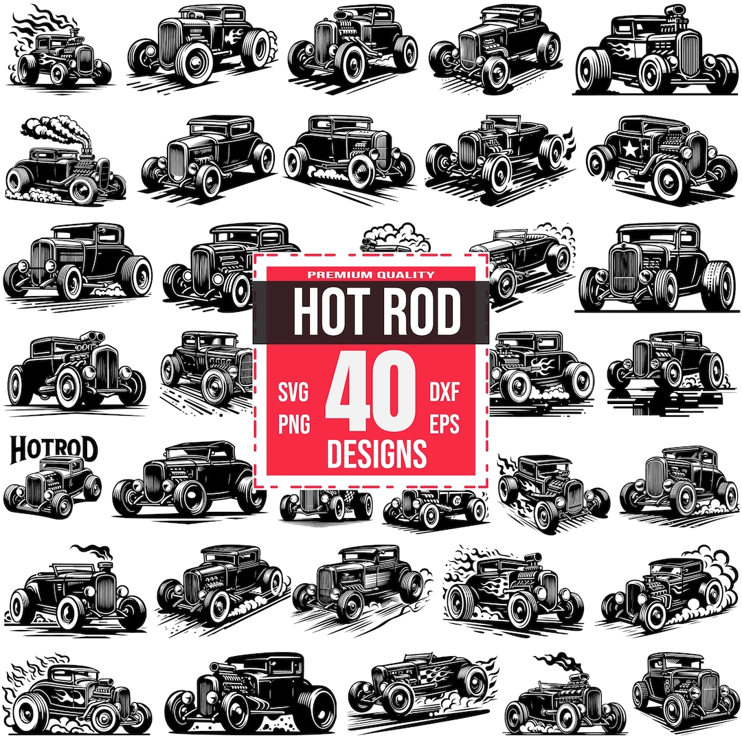 Hot Rod Svg Bundle, Hot Rod Dxf, Hot Rod Eps, Vintage Car, Classic Car ...