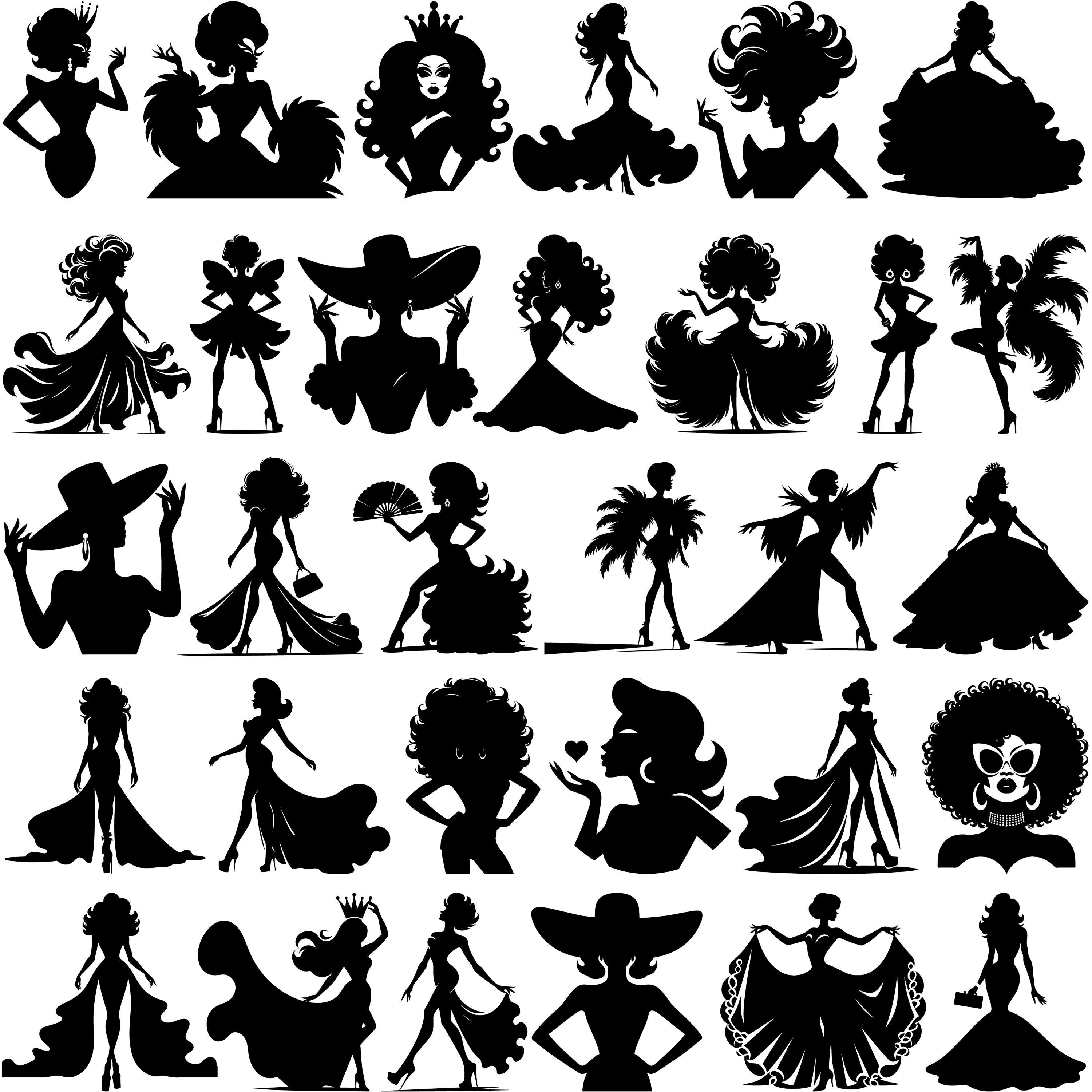 Fabulous Drag Queen SVG Bundle With 32 Glamorous Silhouettes for Pride ...