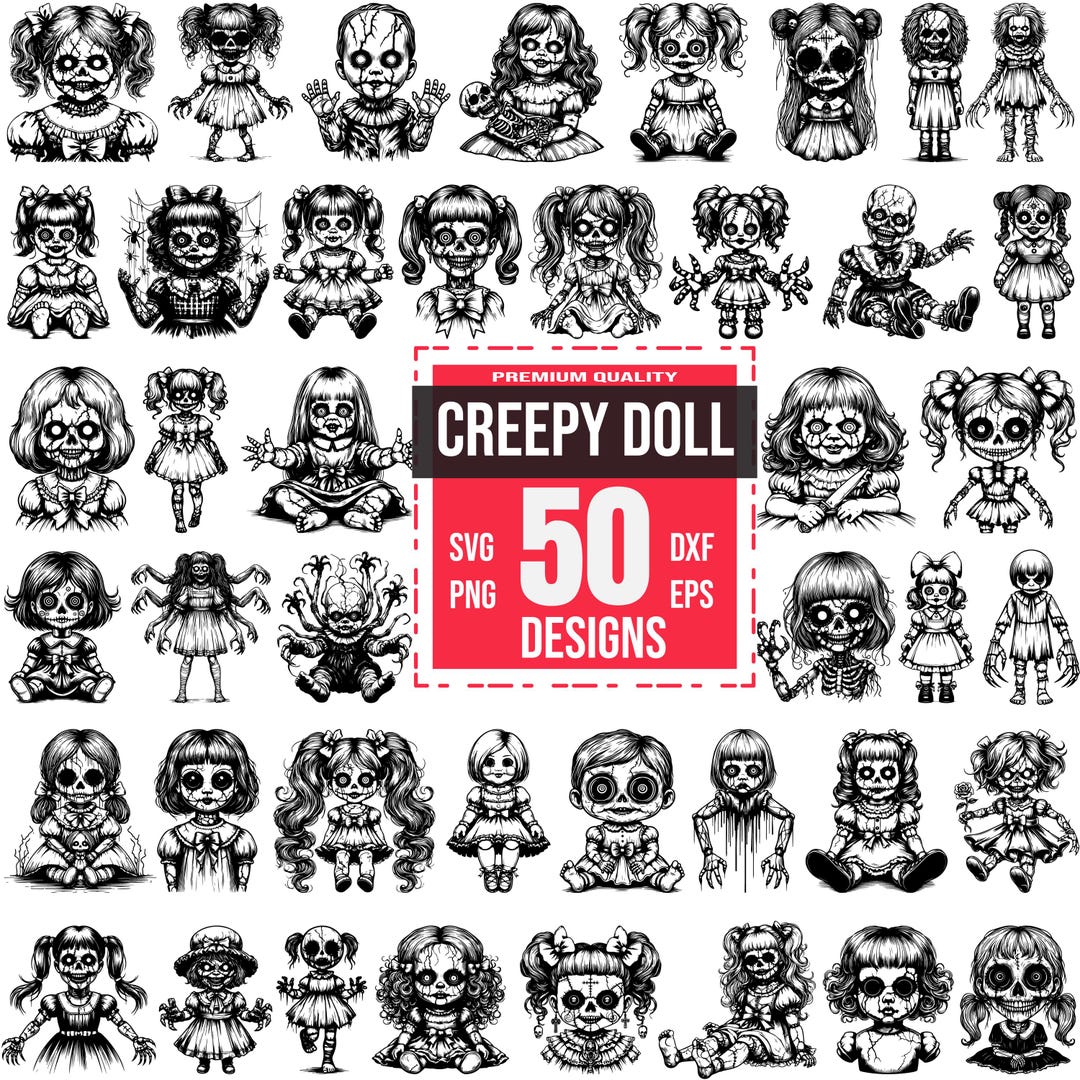 Creepy Doll SVG Bundle, Creepy Doll Clipart, Creepy Doll Png, Creepy ...