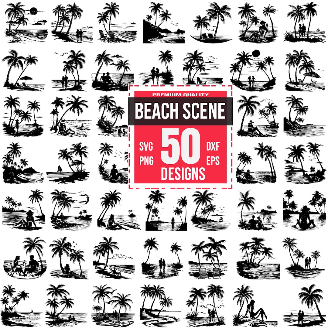 Beach Svg, Beach Scene, Beach Cut File, Beach Svg Cut File, Beach ...