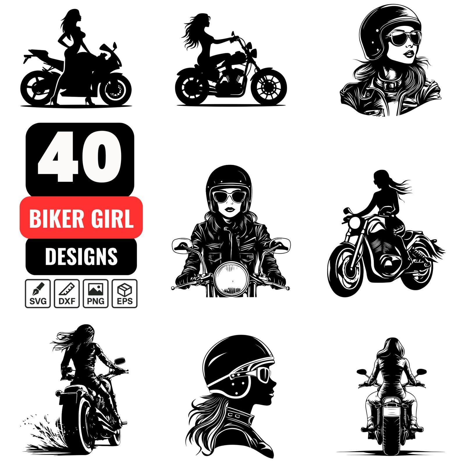 Biker Girl Svg Bundle, Biker Girl Png, Biker Girl Dxf,female Biker ...