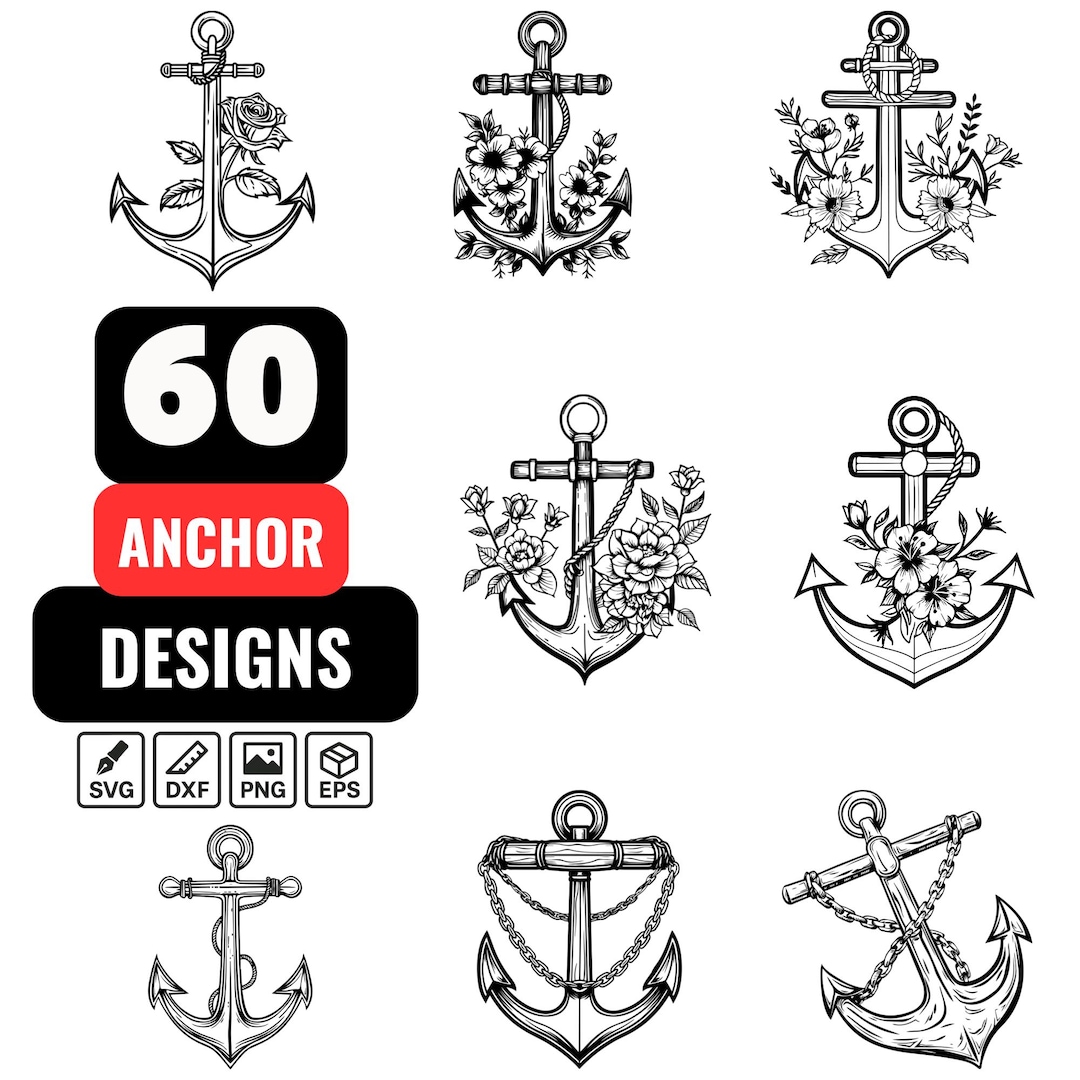 Anchor Svg Bundle, Nautical Anchor Svg, Sailor Anchor Svg, Anchor Icon ...