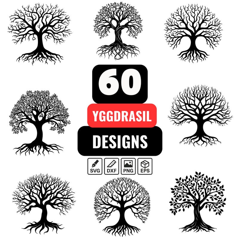 Yggdrasil Svg Bundle, Tree of Life Svg, Norse Mythology Svg, Viking ...
