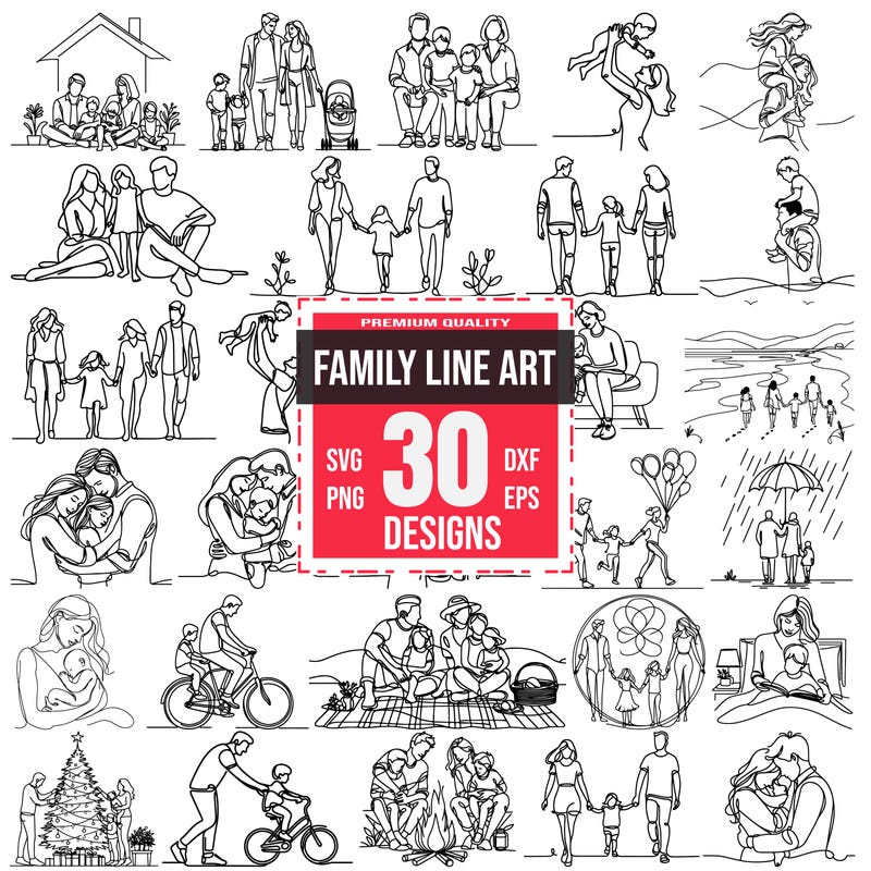Family Line Drawing - Etsy