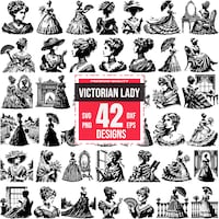 Victorian Woman Portrait Clipart: Elegant Lady Graphics (PNG, SVG) - Etsy