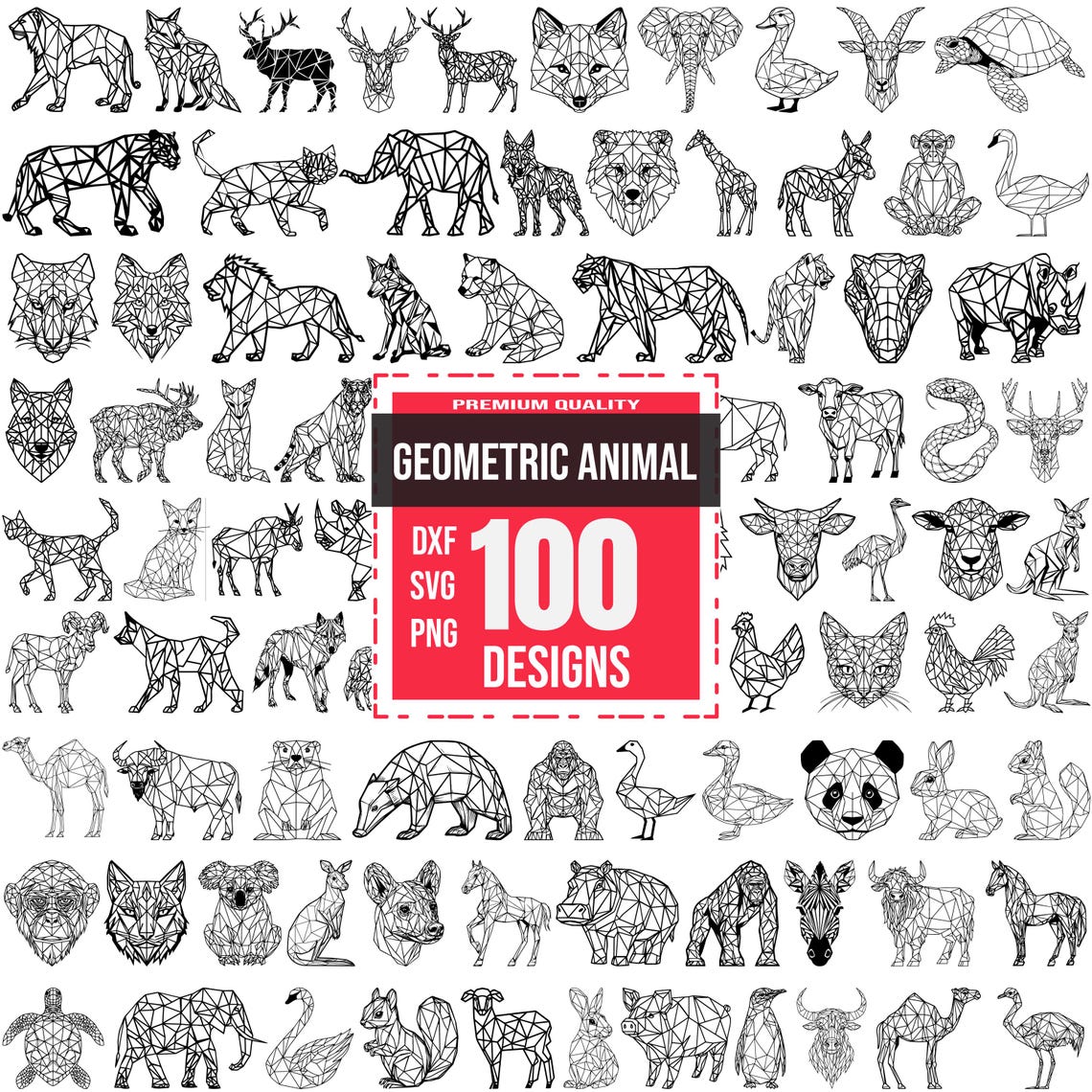 Geometric Animals Svg Bundle, Polygon Animals Svg, Geometric Wildlife ...