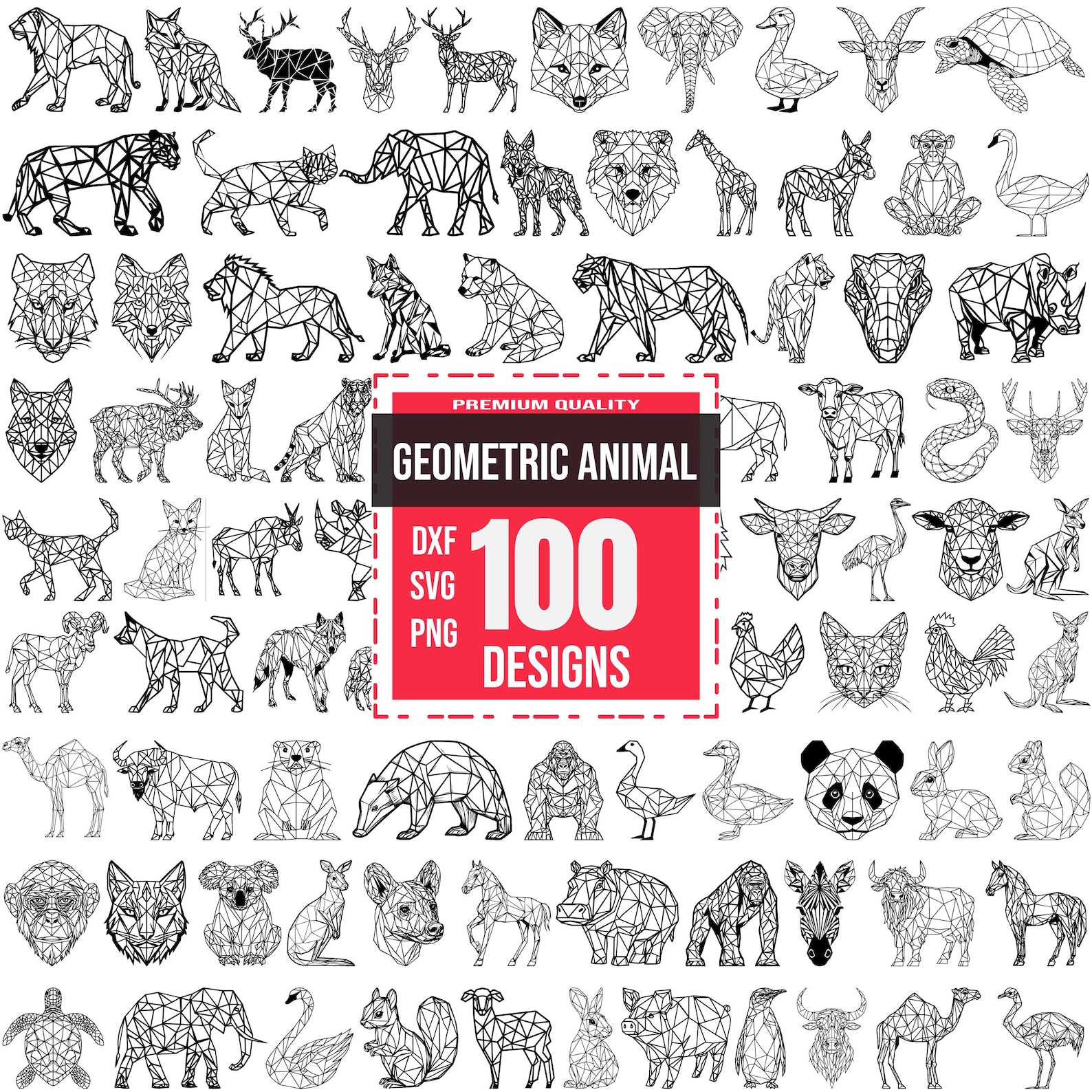 Geometric Animals Svg Bundle, Polygon Animals Svg, Geometric Wildlife ...