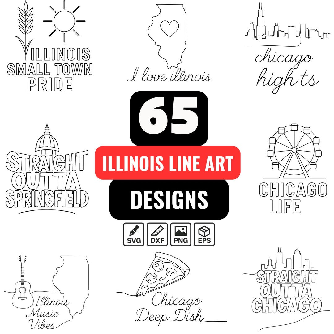 65 Illinois SVG Bundle – Chicago Skyline, Springfield, Deep Dish Pizza ...