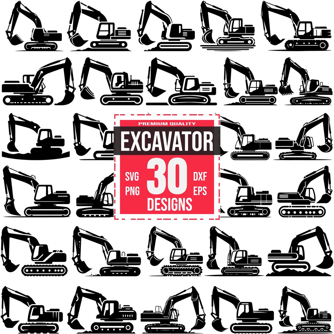 Excavator Svg Bundle, Excavator Png, Excavator Dxf, Digger Svg, Heavy ...