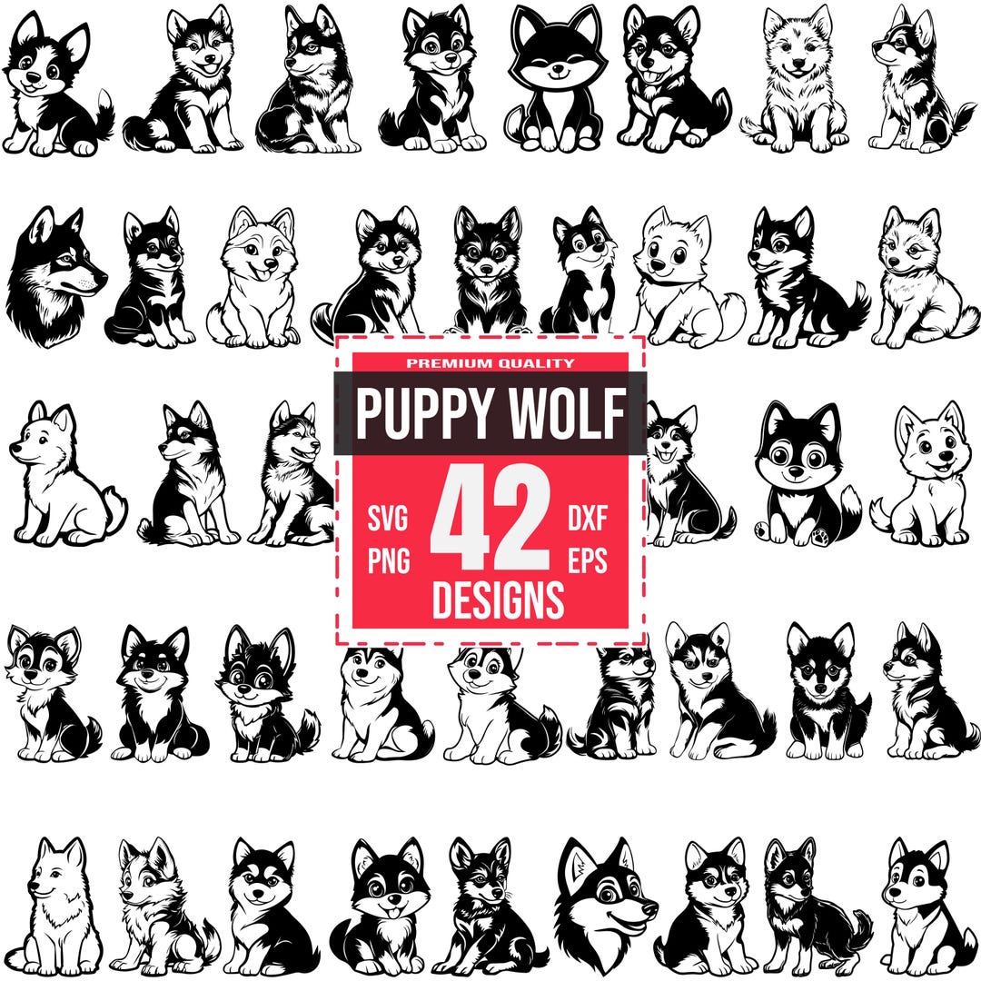 Puppy Wolf Svg Bundle, Wolf Cub Svg, Little Wolf Svg, Puppy Wolf Png ...