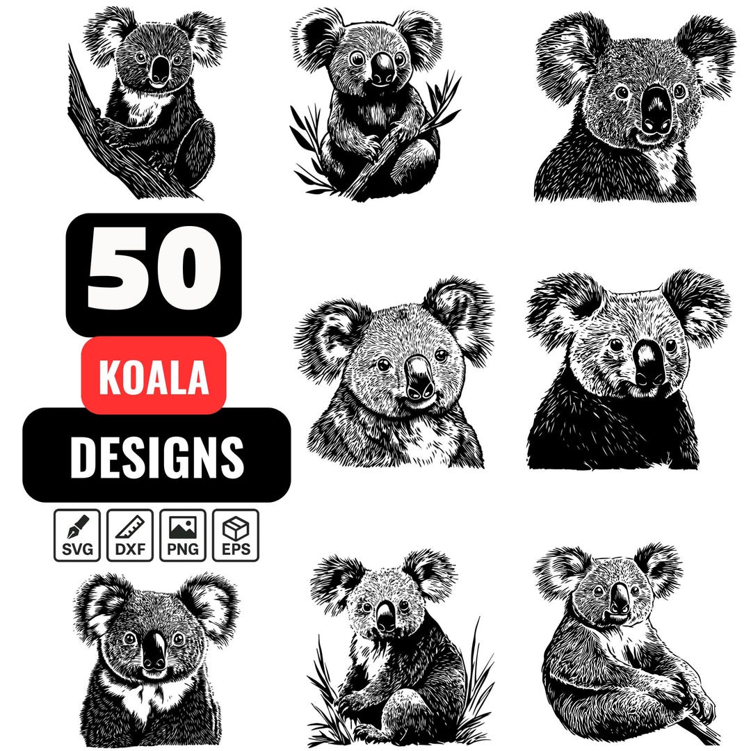 Koala Svg Bundle, Koala Svg, Koala Png, Koala Dxf, Koala Clipart, Cute ...