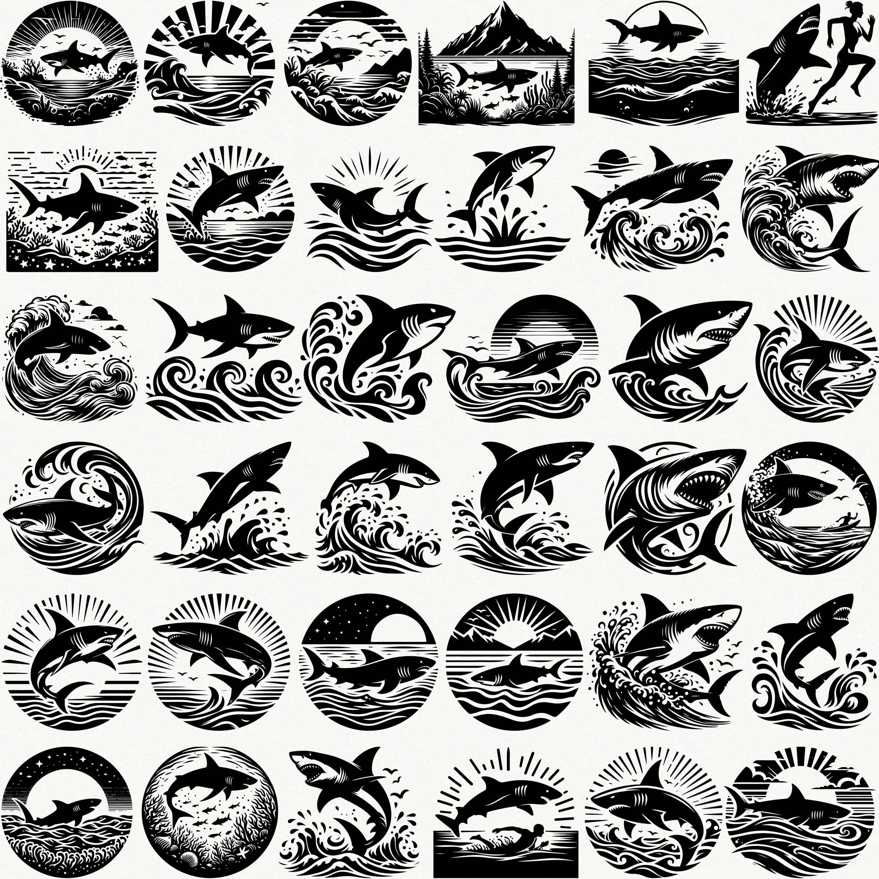 Shark Attack SVG Bundle | 40 Ocean Wildlife & Sea Predator Designs for ...