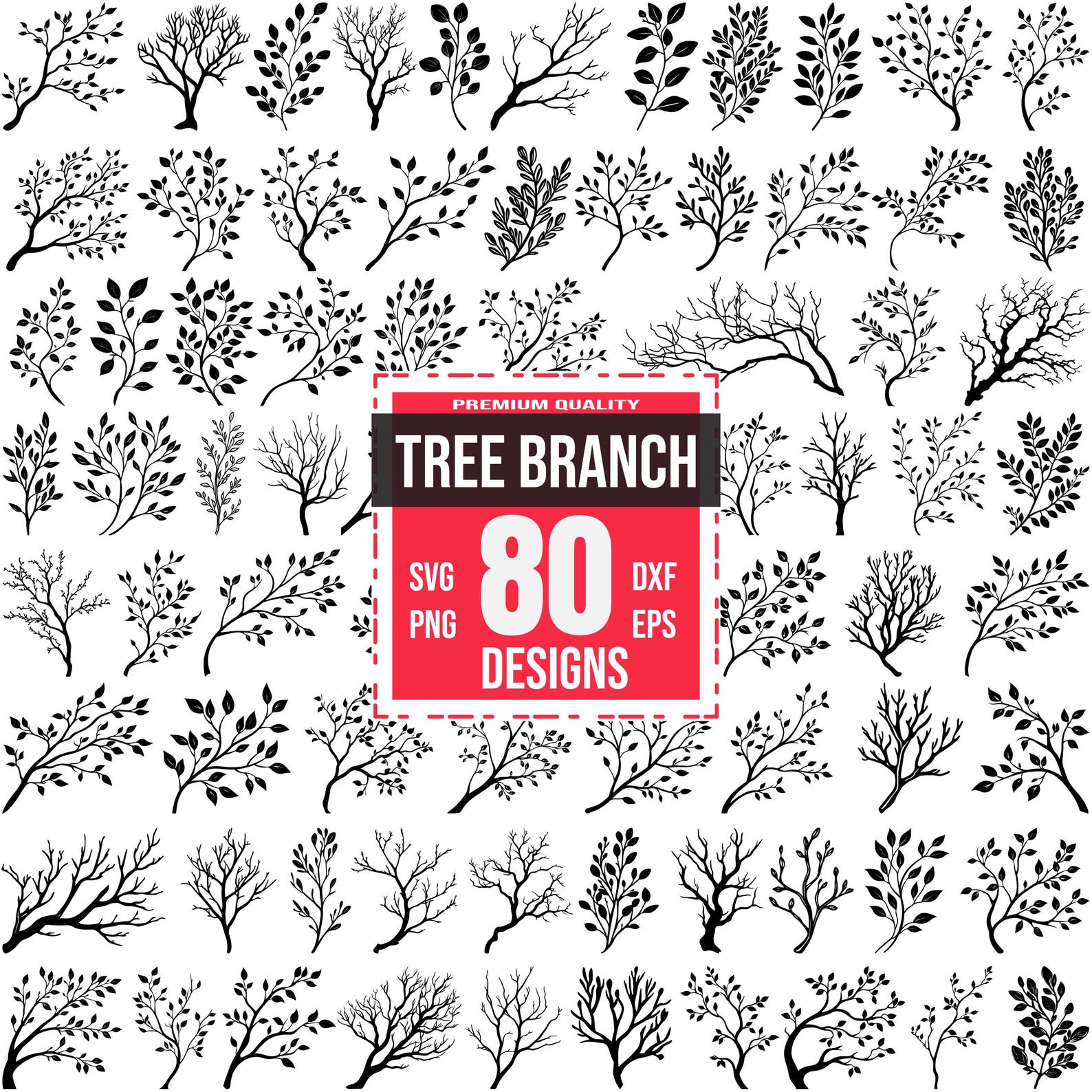 Tree Branch Svg Bundle, Tree Branch Png, Tree Branch Outline, Tree Limb ...