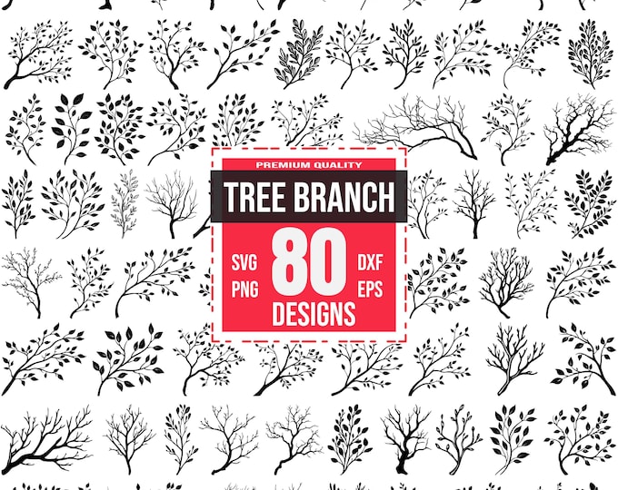Tree Branch Svg, Clipart, Cut Files for Silhouette, Vector, Dxf, Eps ...