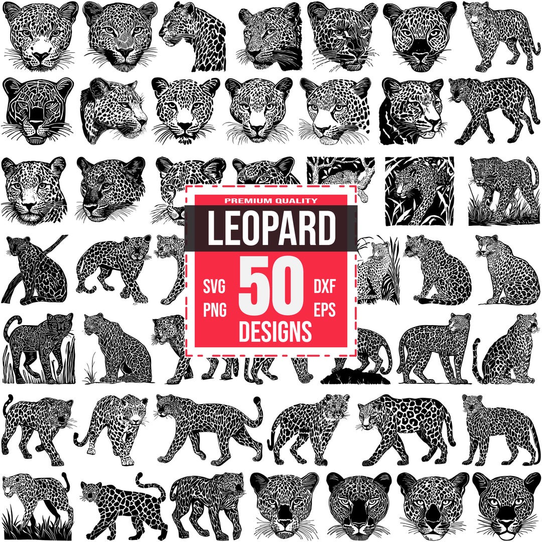 Leopard Svg Bundle, Leopard Png, Leopard Dxf, Leopard Clipart, Leopard ...