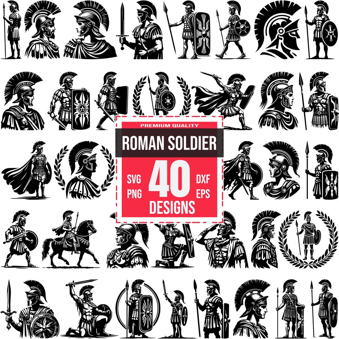 Roman Soldier SVG Bundle, Ancient Warrior PNG, Gladiator Helmet DXF ...