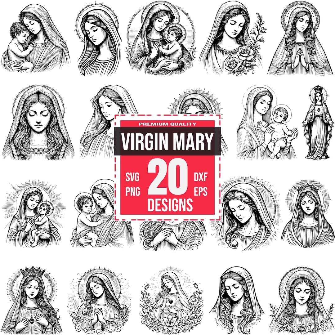 Virgin Mary Svg Bundle, Virgin Mary Png, Holy Mother Svg, Virgin Mary ...