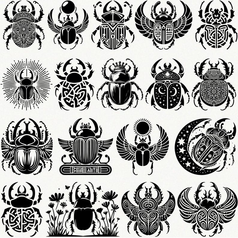 Scarab Beetle SVG Bundle, 60 Scarab Designs, Beetle Clipart, Insect ...